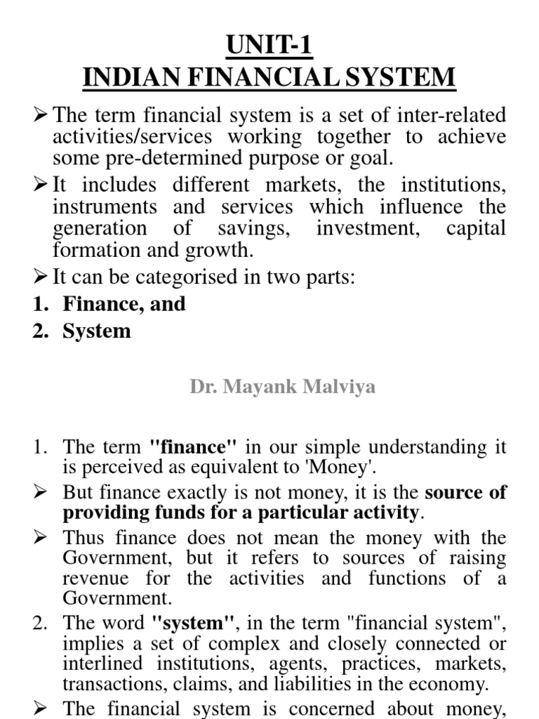 Structure of Indian Financial System | PDF | Financial Markets | Stocks