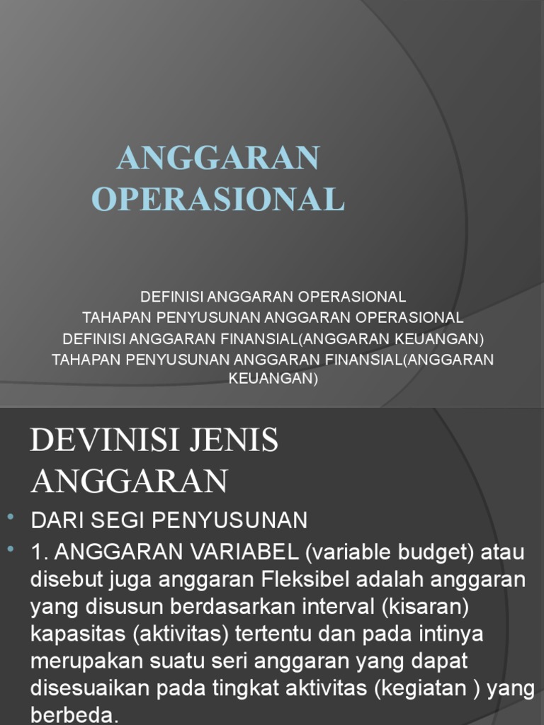 Anggaran Operasional | PDF | Bisnis | Pengelolaan Keuangan & Uang