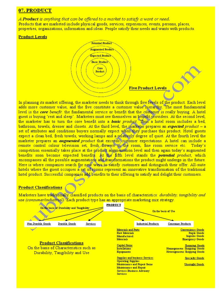 Product: A Product Is Anything That Can Be Offered To A Market To ...