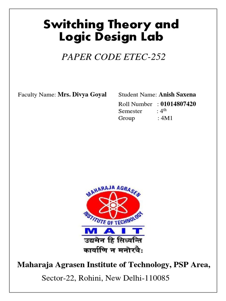 Switching Theory and Logic Design Lab: Paper Code Etec-252 | PDF ...