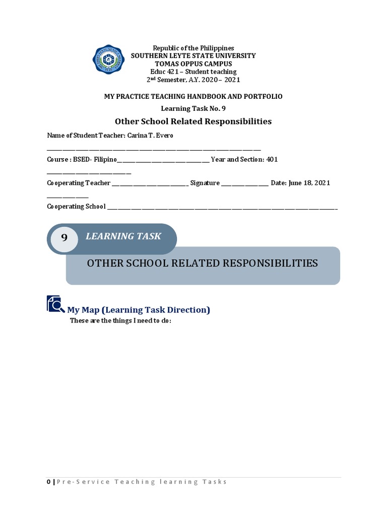 Learning Task 9 Evero Carina Pass | PDF | Learning | Teachers