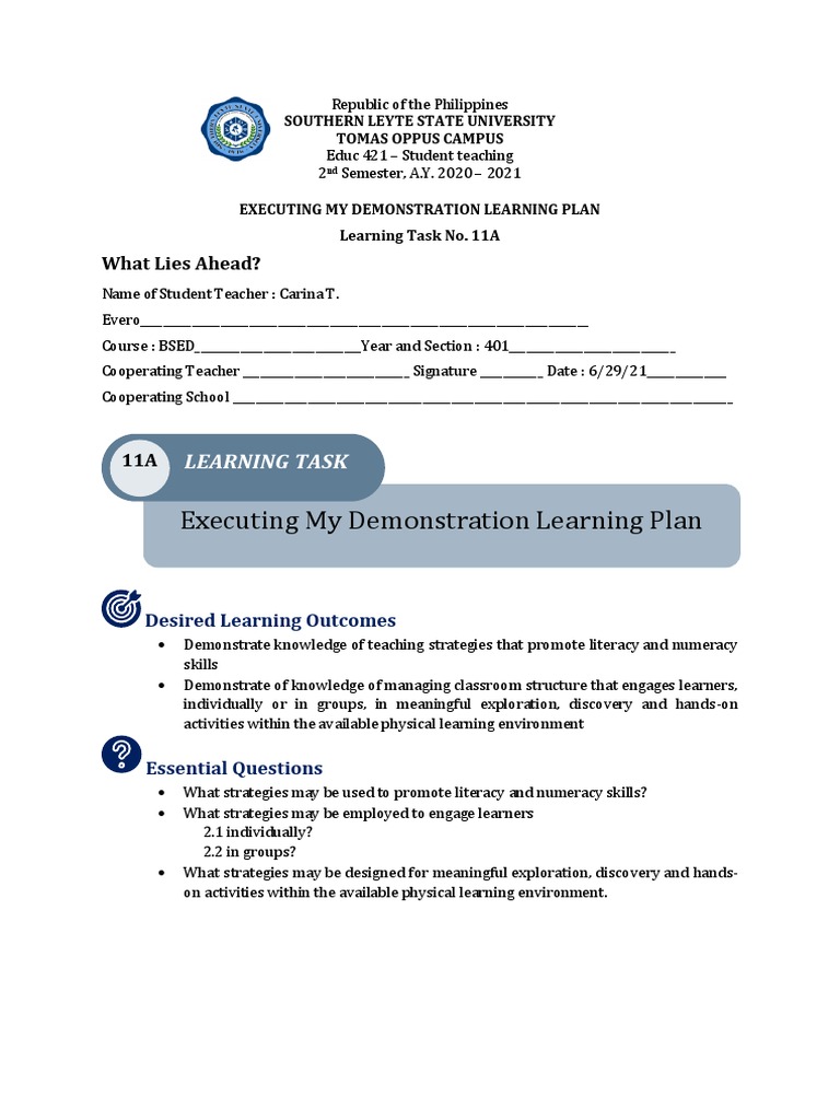 Learning Task 11a B Evero Carina T Pass Pdf Literacy Teachers