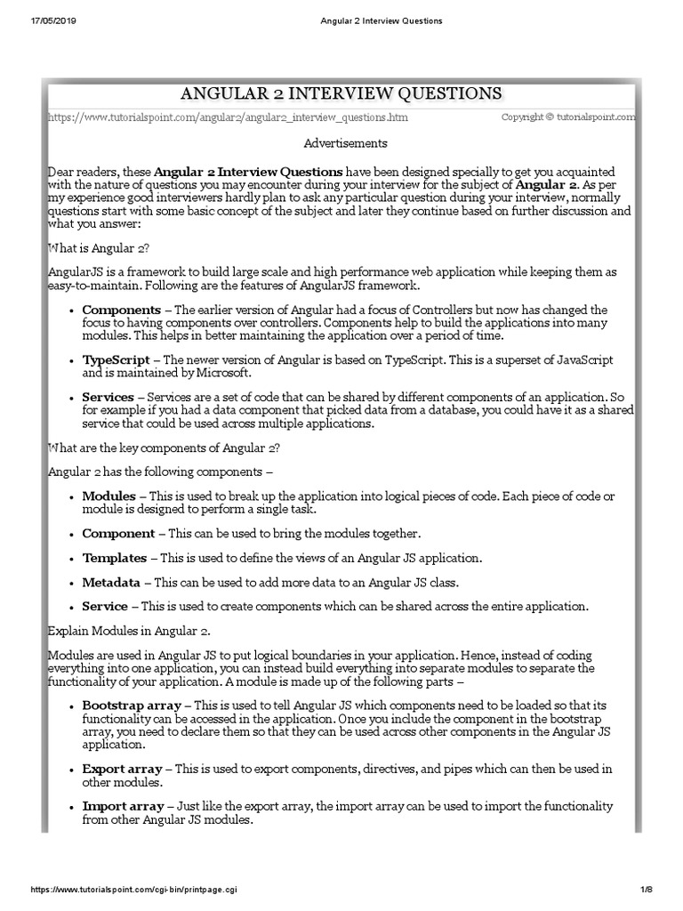 Angular 2 Interview Questions | PDF | Angular Js | Command Line Interface