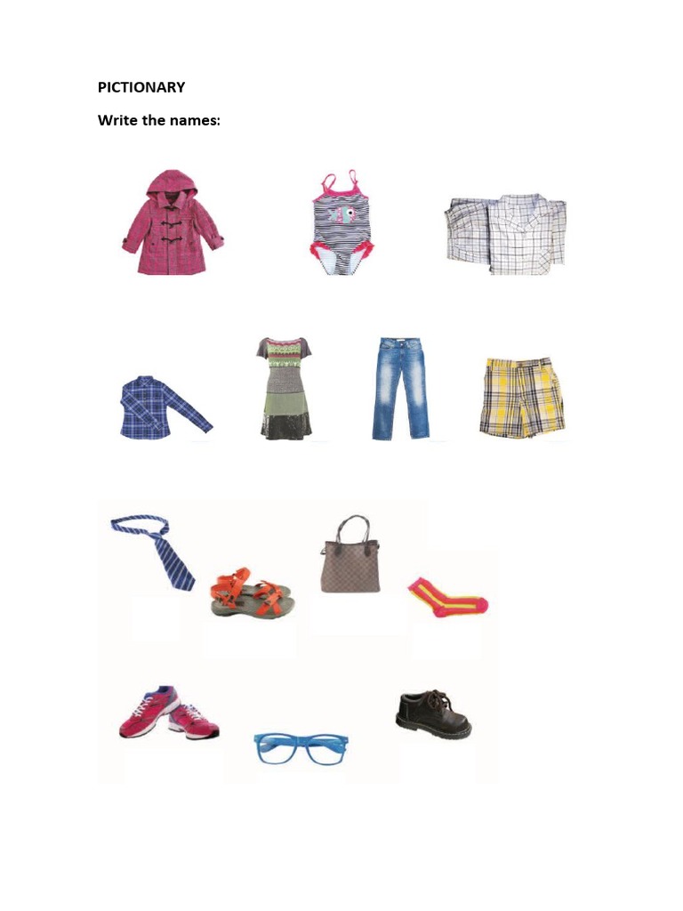 Pictionary Write The Names | PDF