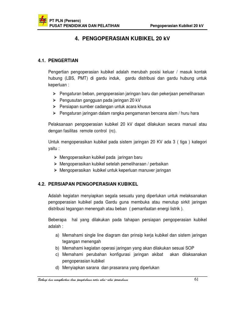 PENGOPERASIAN KUBIKEL 20 KV | PDF