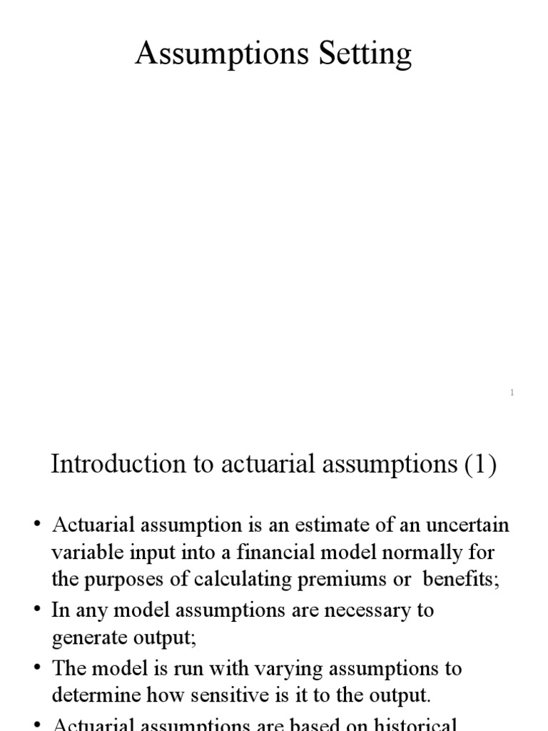 Assumptions Setting | PDF | Actuarial Science | Life Insurance