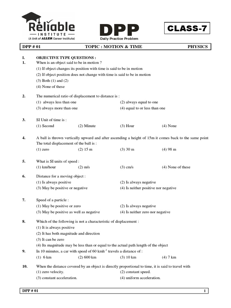Understanding Motion and Time: An Analysis of Daily Practice Problems ...