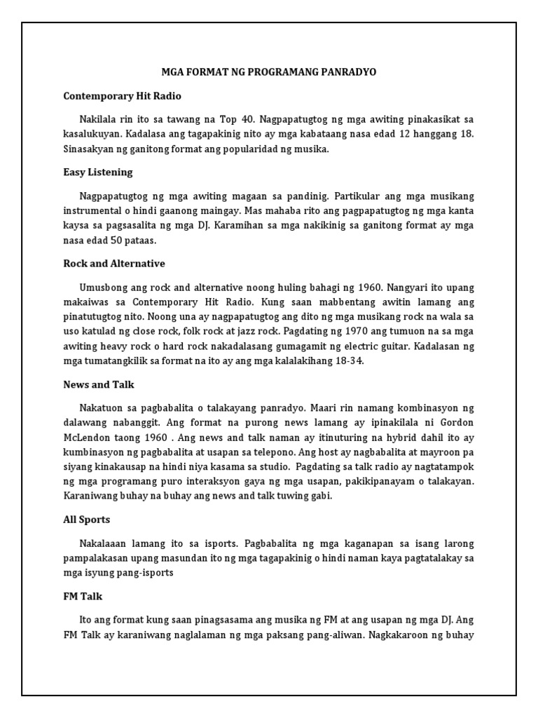 Programang Panradyo | PDF