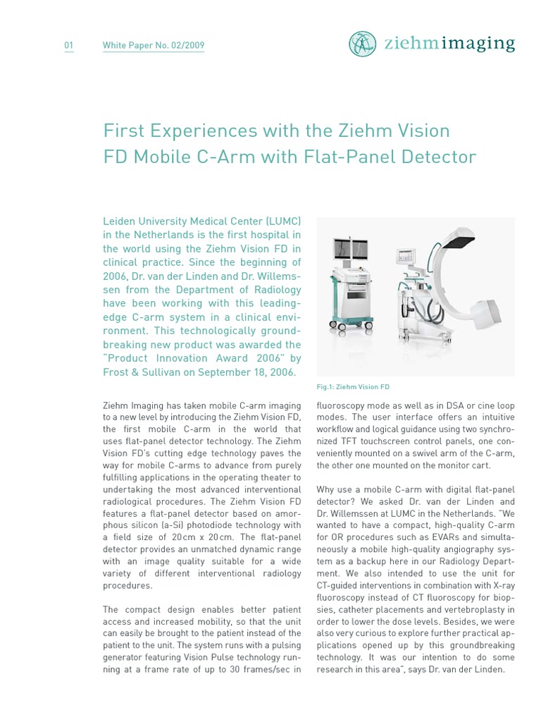 First Experiences With The Ziehm Vision FD Mobile C-Arm | PDF | Ct Scan ...