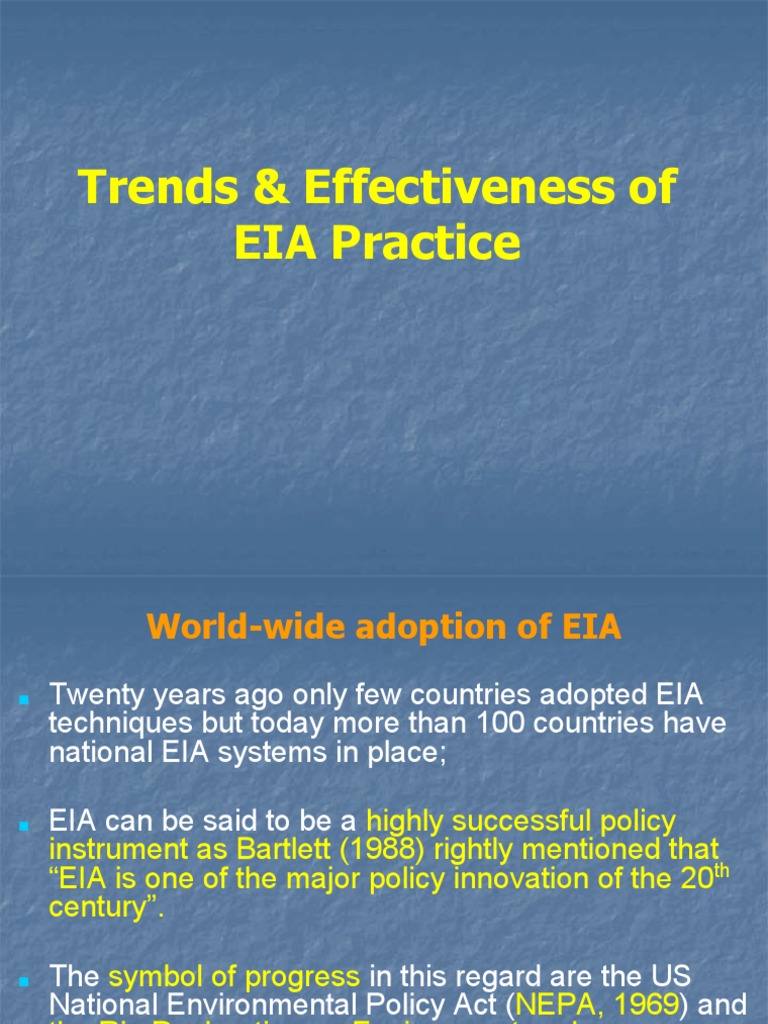 Trends & Effectiveness of EIA Practice | PDF | Environmental Impact ...