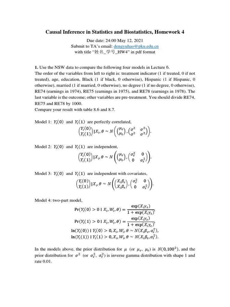 Causal Inference Homework: Comparing Models, Calculating Efficiency Bounds, and Demonstrating ...