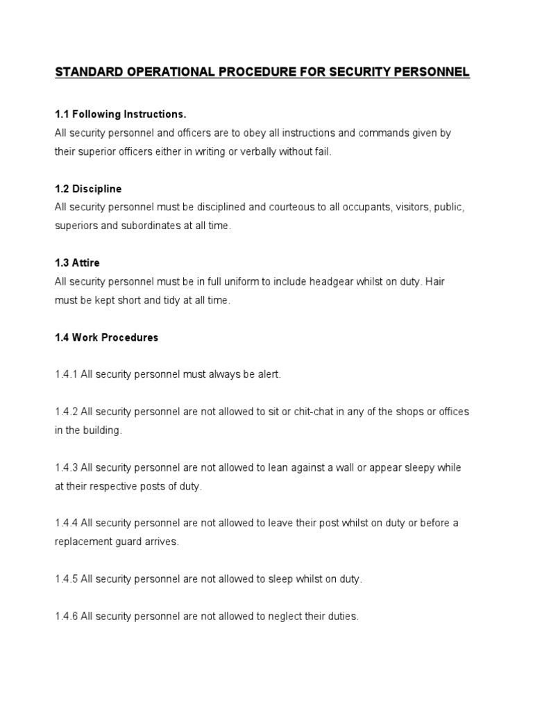 SOP For Duties of Security Guards | PDF | Security Guard | Firefighter