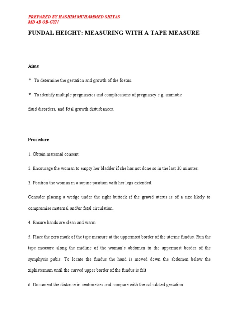 Fundal Height Measurement Hashim Muhammed Shiyas | PDF
