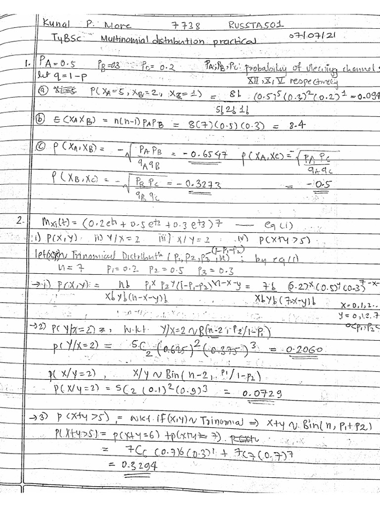 Multinomial Distribution Problems N Solutions | PDF