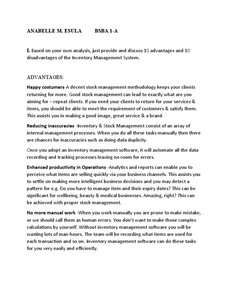 10 Advantages and 10 Disadvantages of The Inventory Management System ...