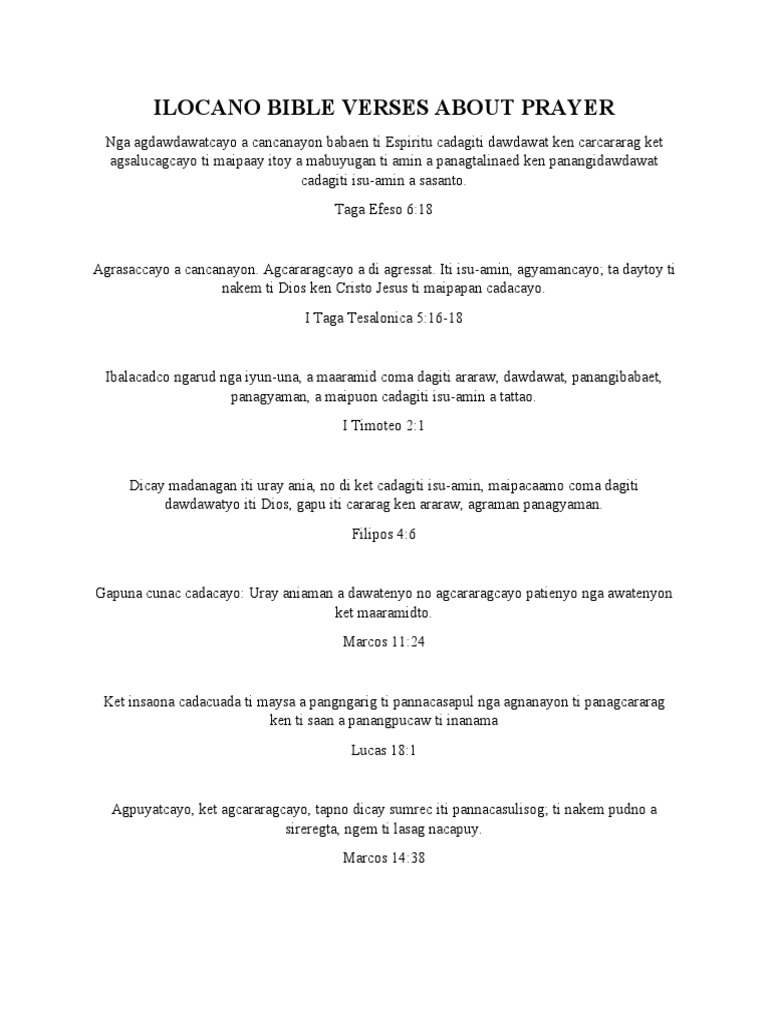 Ilocano Bible Verses About Prayer | PDF
