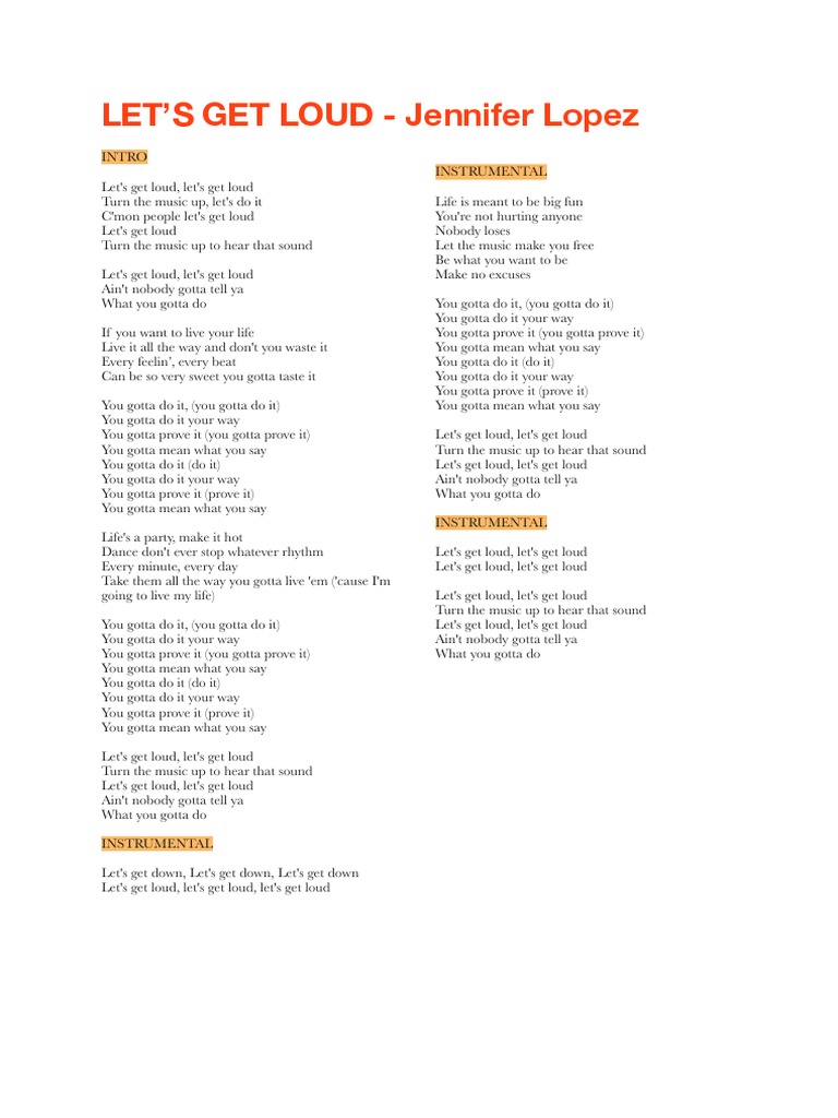 Let's Get Loud | Download Free PDF | Pop Songs | Contemporary R&B