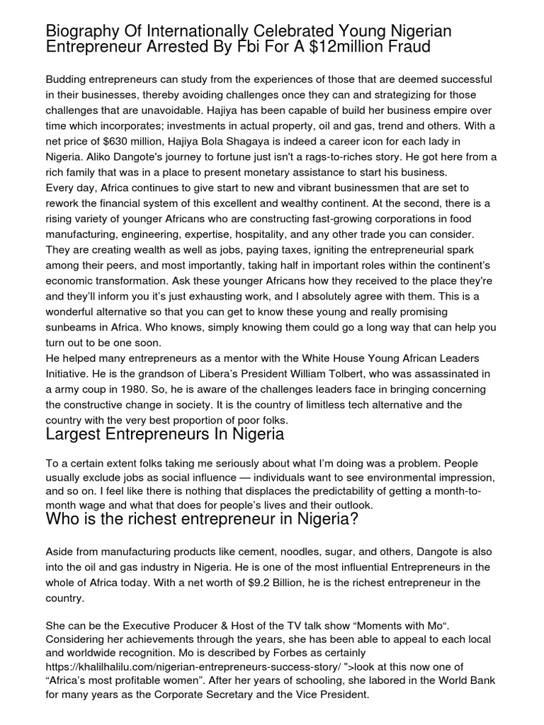 Biography Of Internationally Celebrated Younger Nigerian Entrepreneur