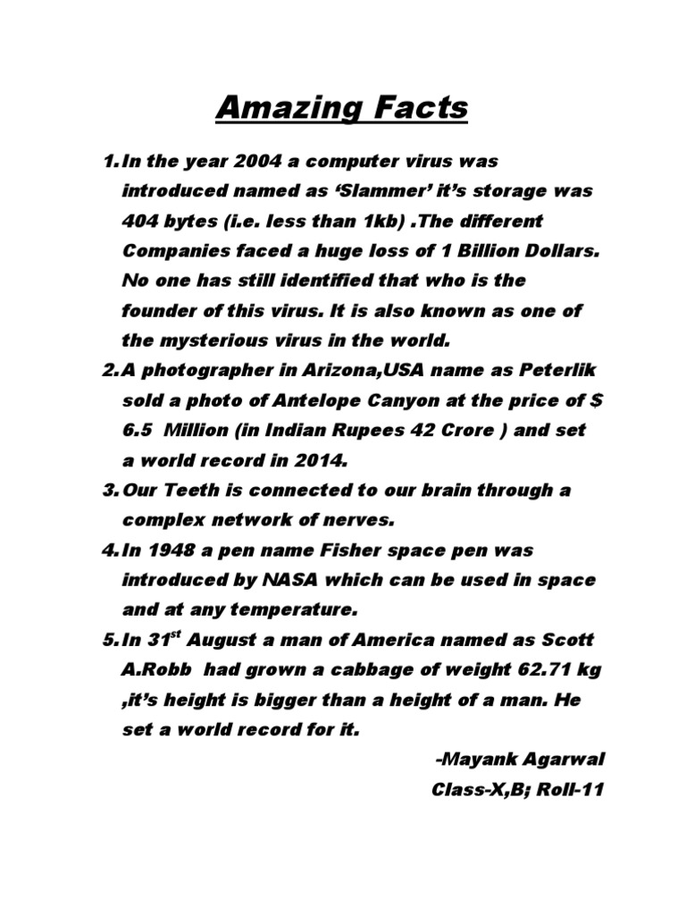 Amazing Facts | PDF | Young Adult