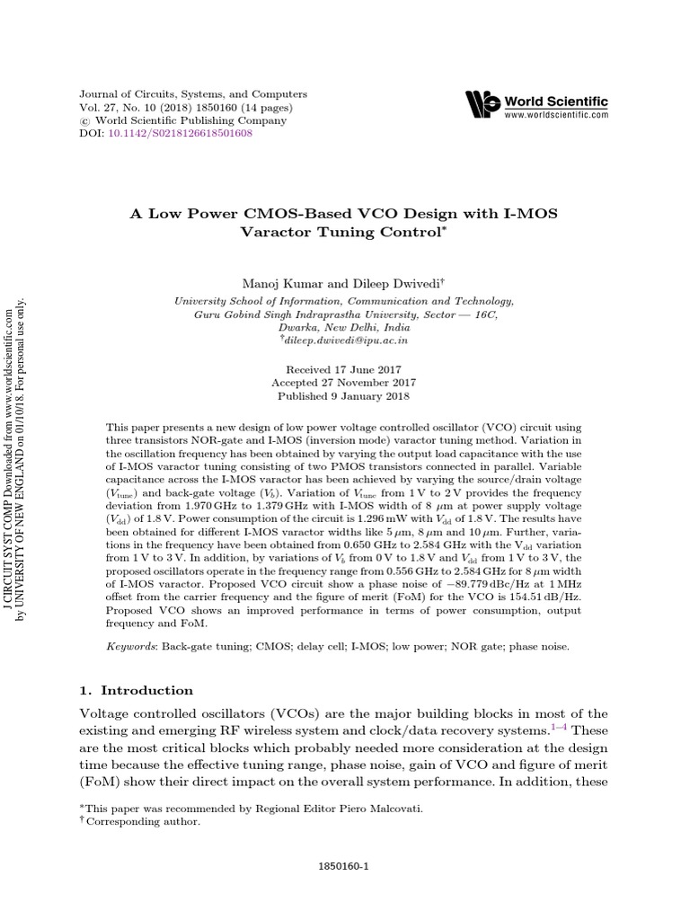 A Low Power CMOS-Based VCO Design With I-MOS Varactor Tuning Control ...
