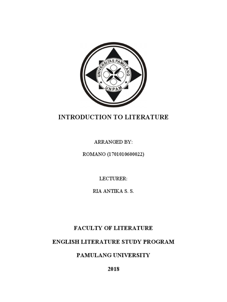 Introduction To Literature: Faculty of Literature English Literature ...