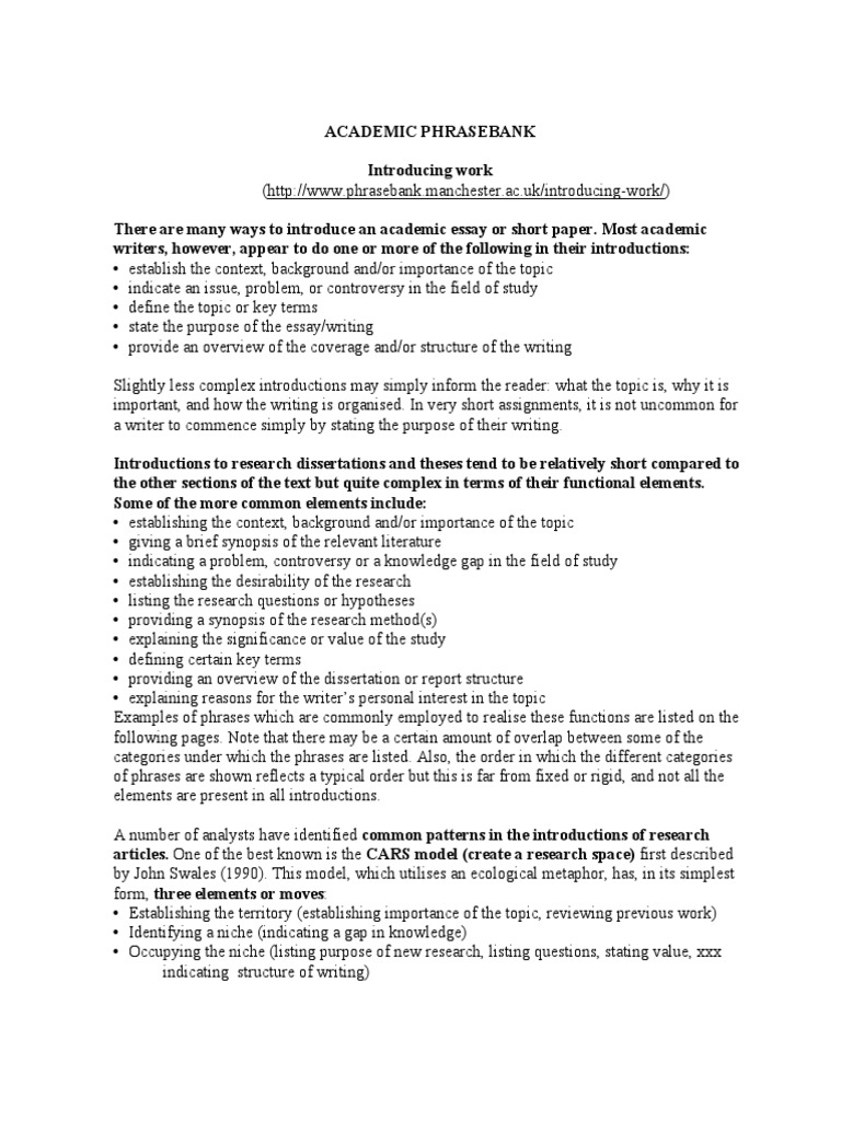 Academic Phrasebank: Introduction Guide | PDF | Qualitative Research ...
