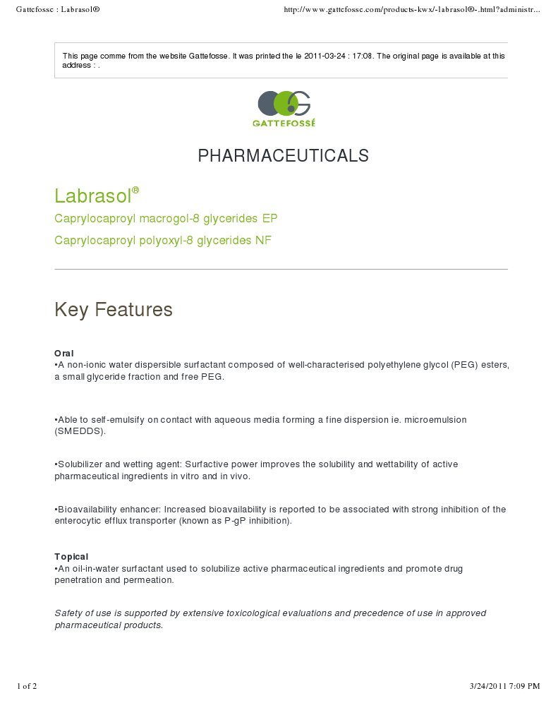 Labrasol® | PDF | Topical Medication | Surfactant