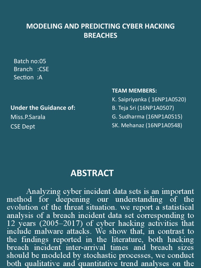 Modeling and Predicting The Cyber Hacking Breaches 15 Slides | PDF ...
