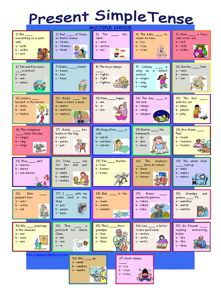 Present Simple Tense Multiple Choice Exercise With 4917 | PDF