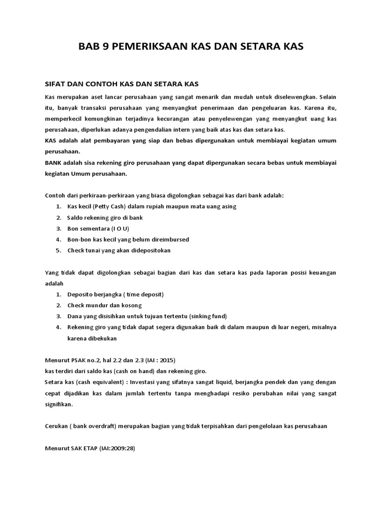 Tugas Auditing PEMERIKSAAN KAS DAN SETARA KAS Edit | PDF