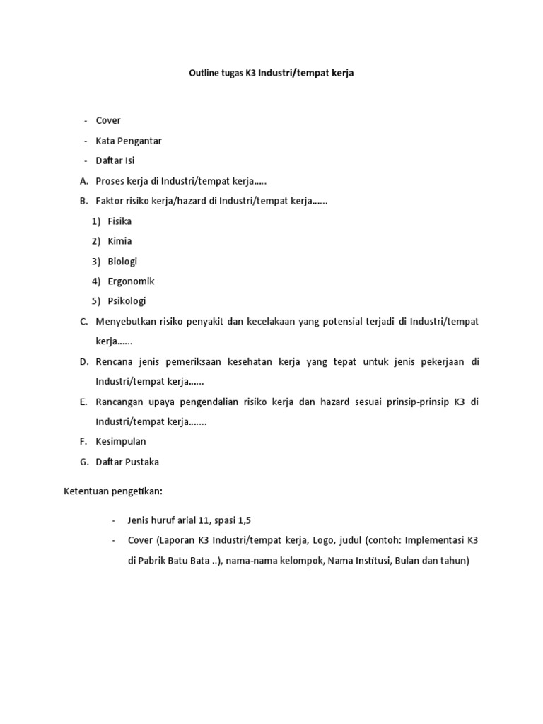Outline Tugas K3 Industri | PDF