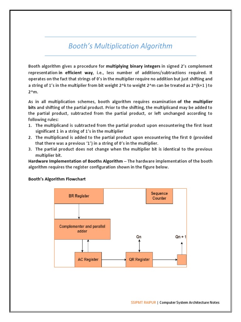Booth's Multiplication Algorithm | PDF | Multiplication | Arithmetic