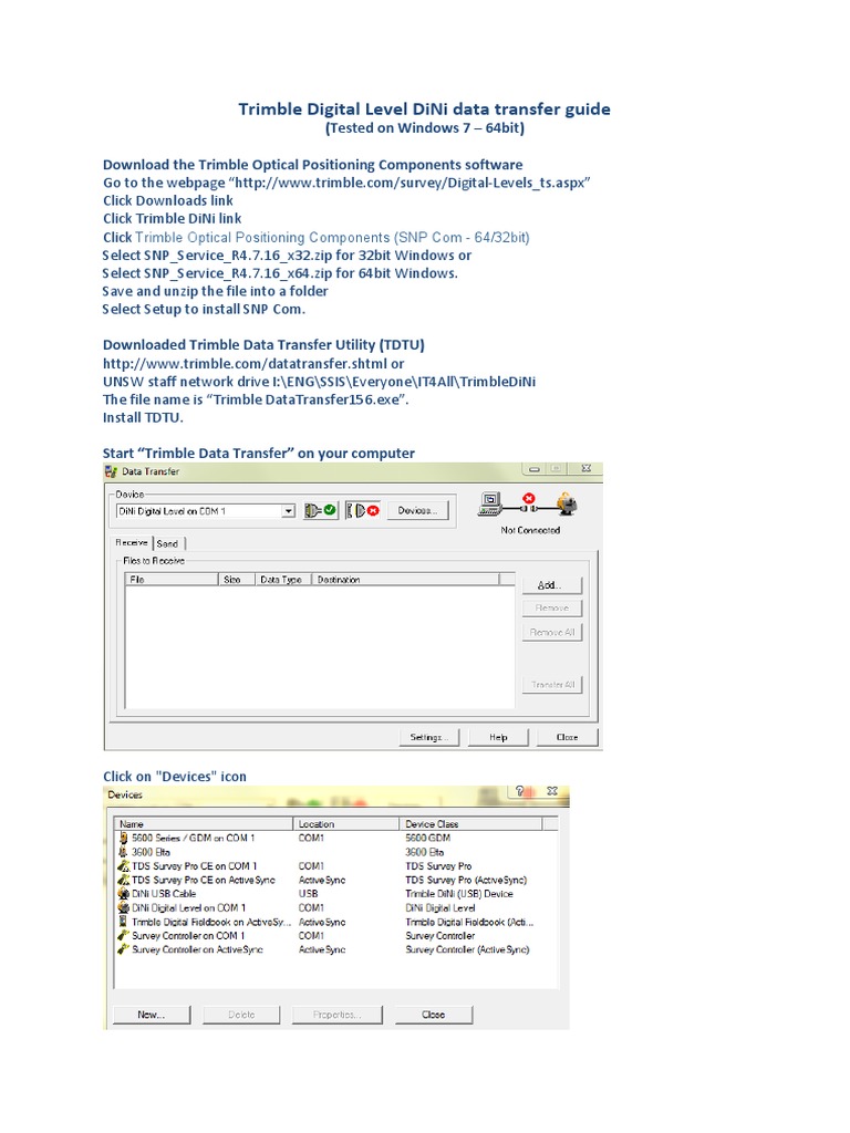 DiNi Driver and Data Transfer Guide | PDF