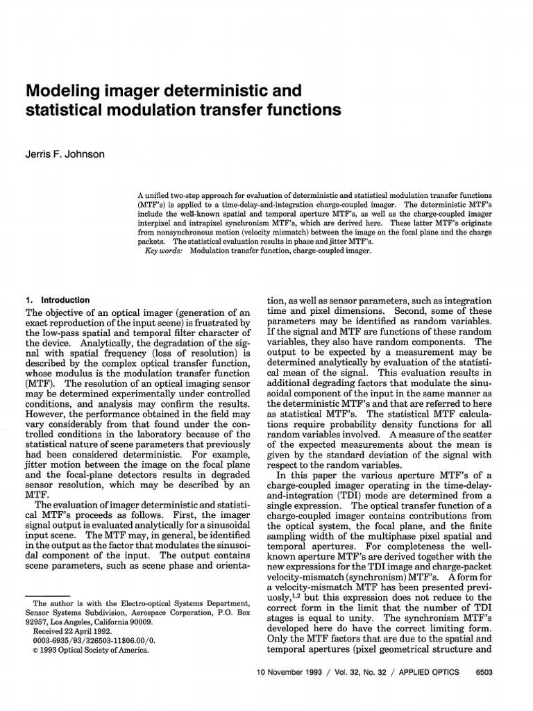 Statistical Modulation Transfer Functions: Modeling Imager ...