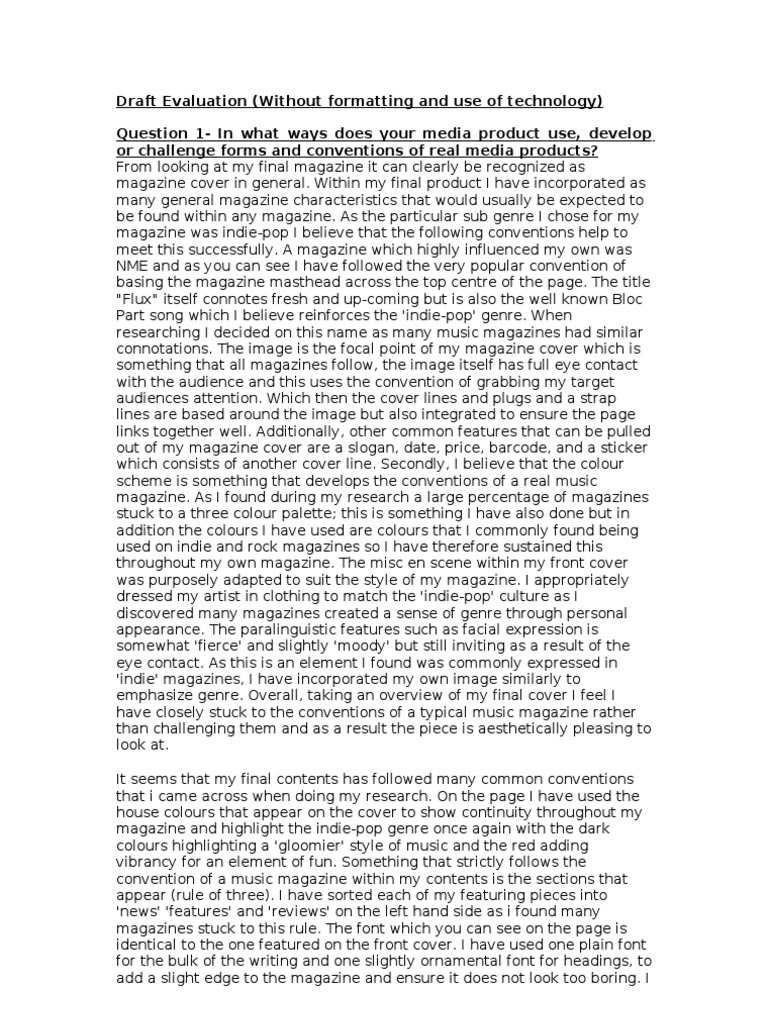Draft Evaluation | PDF | Publishing | Magazines