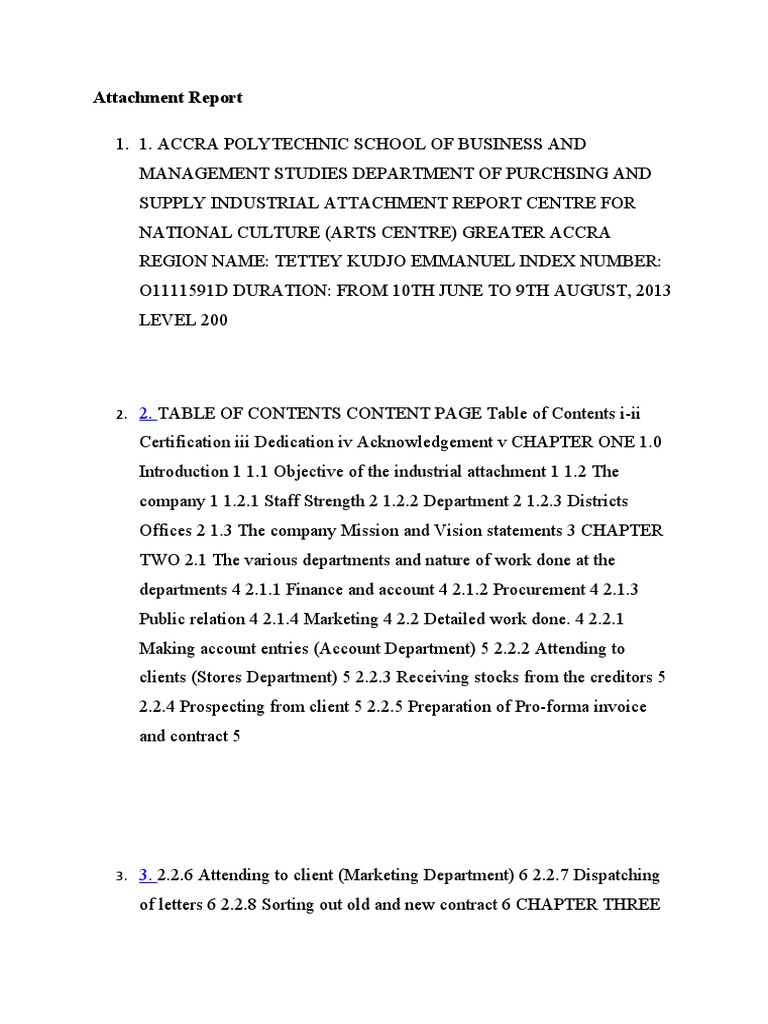 Attachment Report Example | PDF | Pro Forma | Ghana