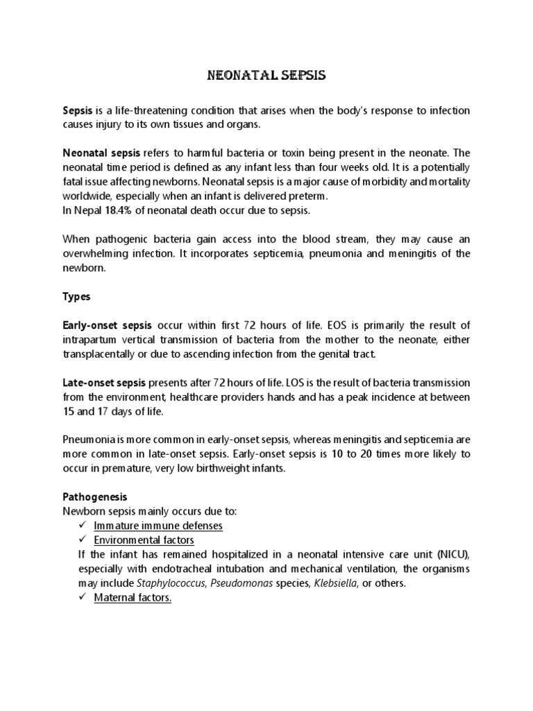 Neonatal Sepsis | PDF | Sepsis | Preterm Birth