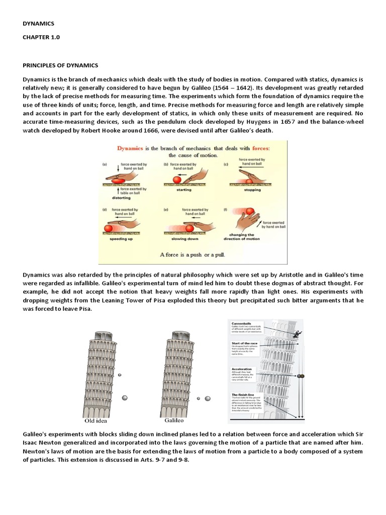 Dynamics - Chapter 1.0 | PDF | Kinematics | Force
