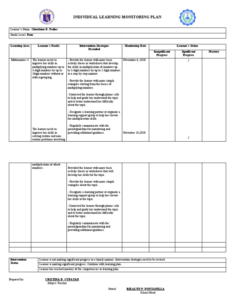ILMP Sample | PDF | Worksheet | Change