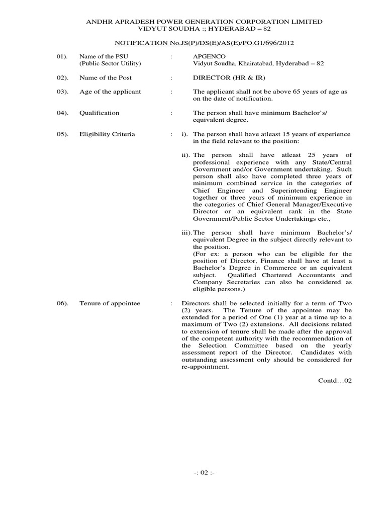 APGENCO Recruitment | PDF | Government | Energy And Resource