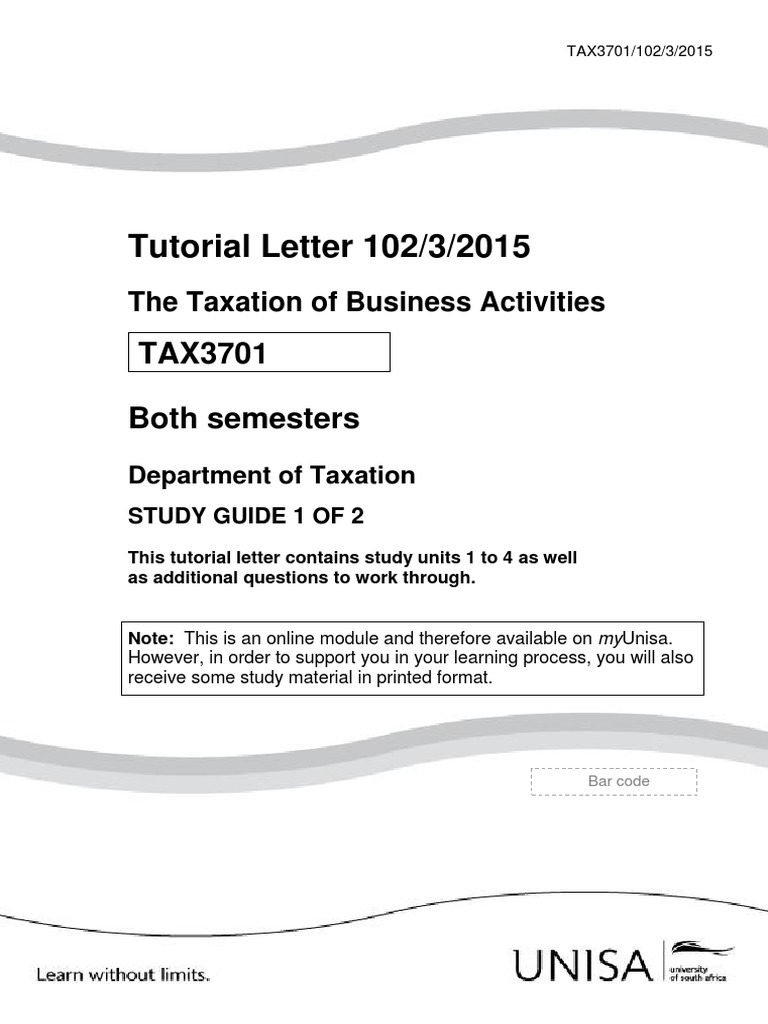Tax3701 TL 102 | PDF | Value Added Tax | Output (Economics)