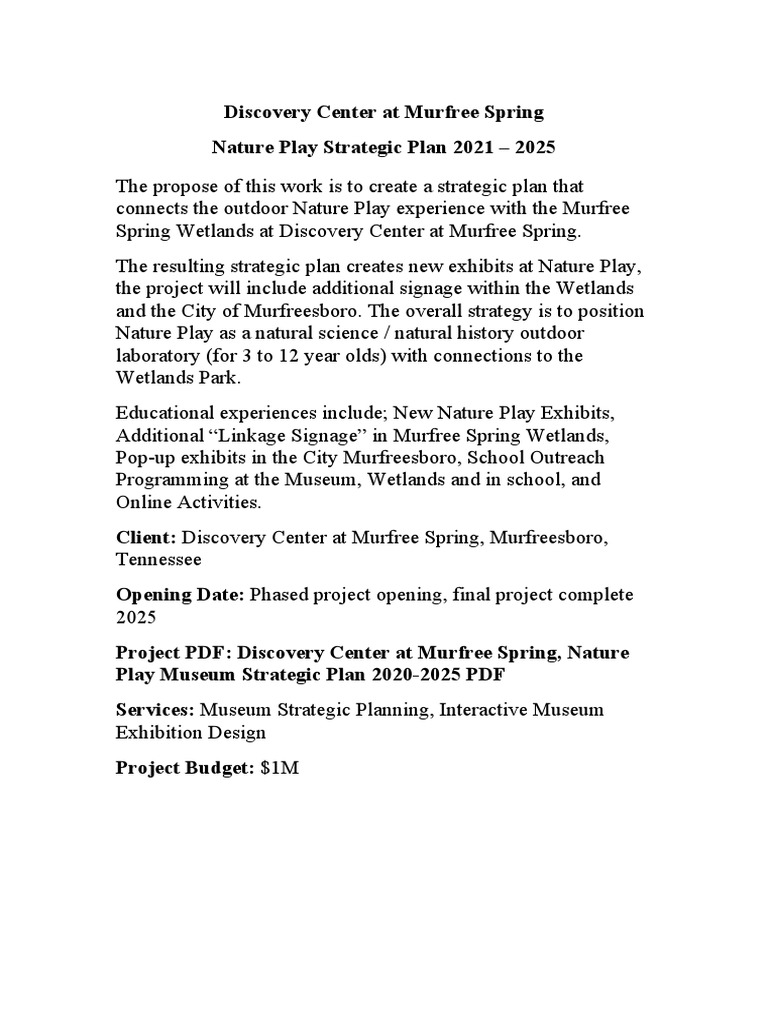 Discovery Center at Murfree Spring Content Making | PDF | Social Science