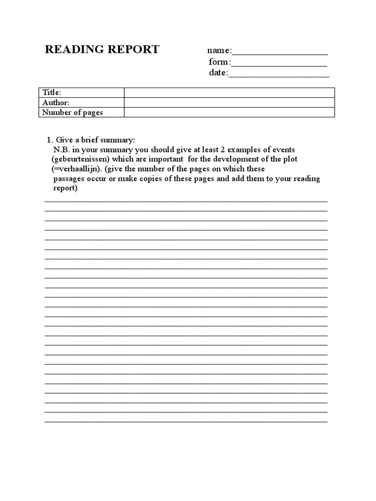 Reading Report Template for Students | PDF | Narration