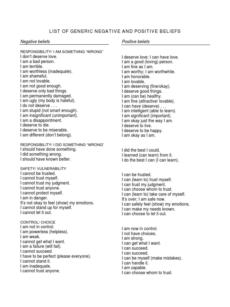 Understanding How Beliefs Impact Our Well-Being: A Comparison of ...