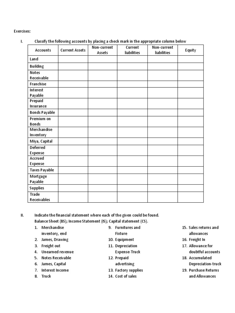 Exercises Fs | PDF | Revenue | Balance Sheet