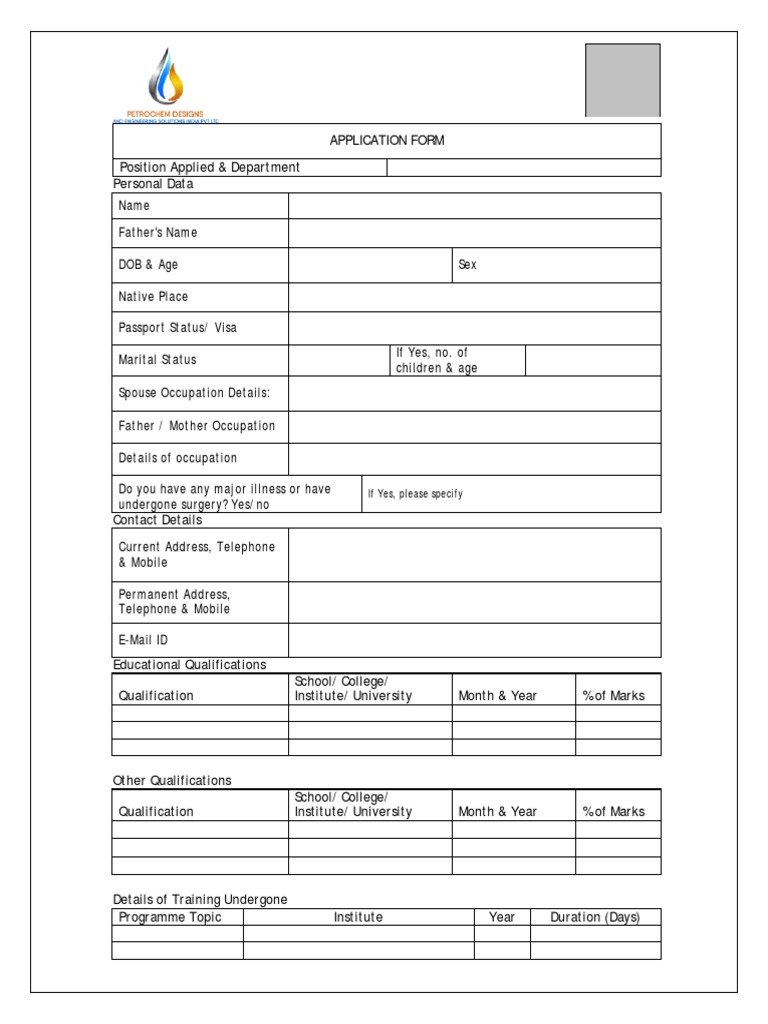 Application Form New Joinee | PDF