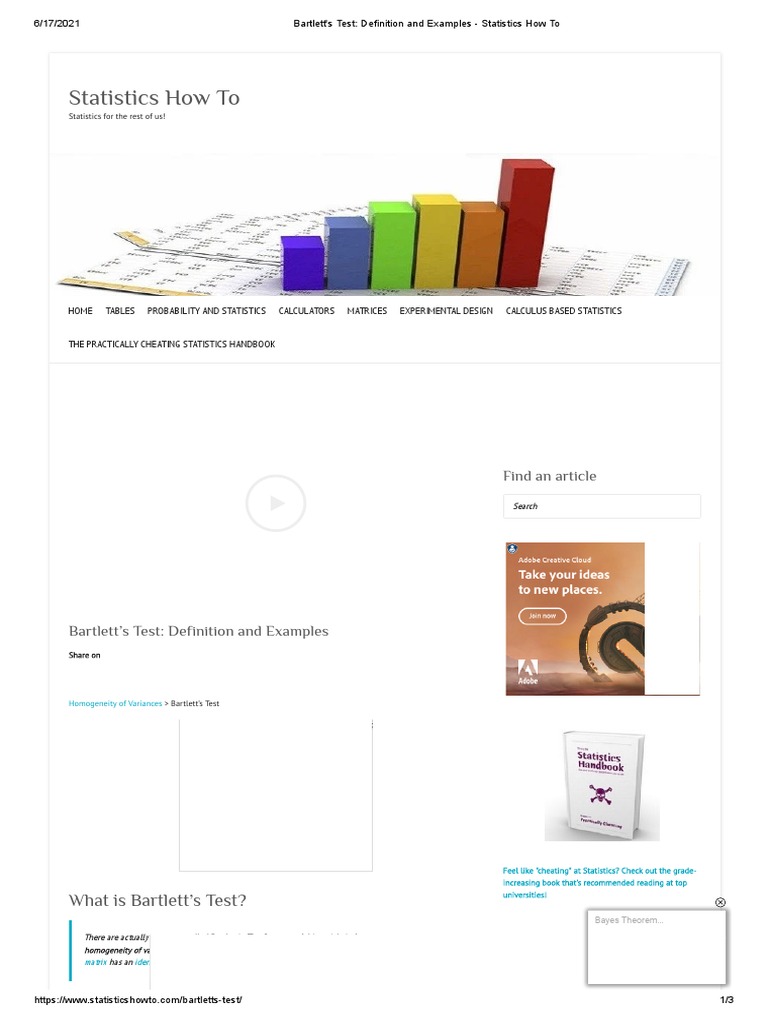 Bartlett's Test - Definition and Examples - Statistics How To | PDF ...