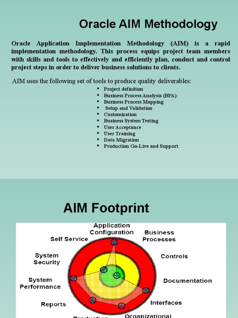 Oracle AIM Methodology: AIM Uses The Following Set of Tools To Produce ...