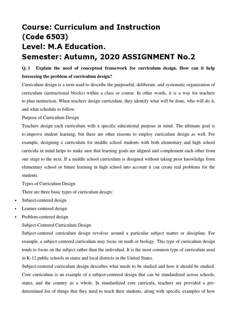Assignment No.2 (Code 6503) | PDF | Curriculum | Inquiry Based Learning