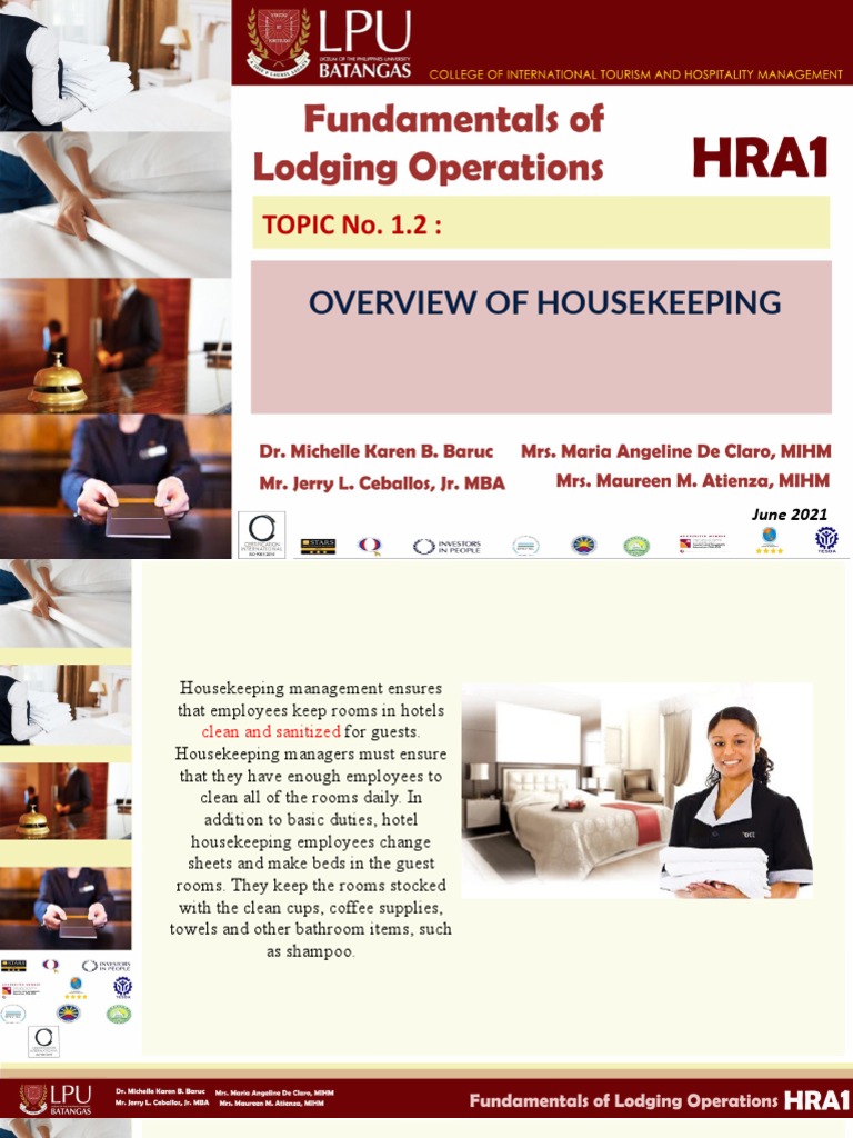 Lesson 1.2 Overview of Housekeeping | PDF | Housekeeping | Hotel And ...
